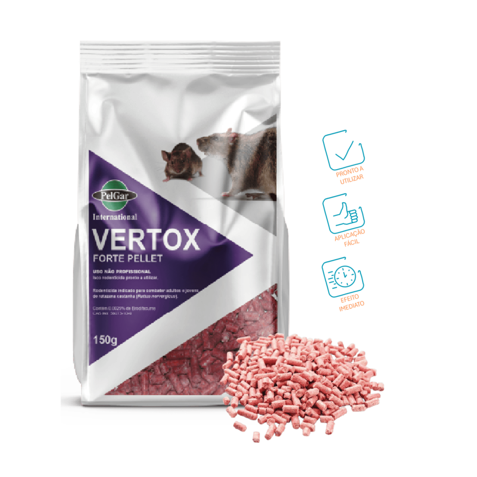 Raticida Forte - Vertox (Pellet 150g) - CuboStore