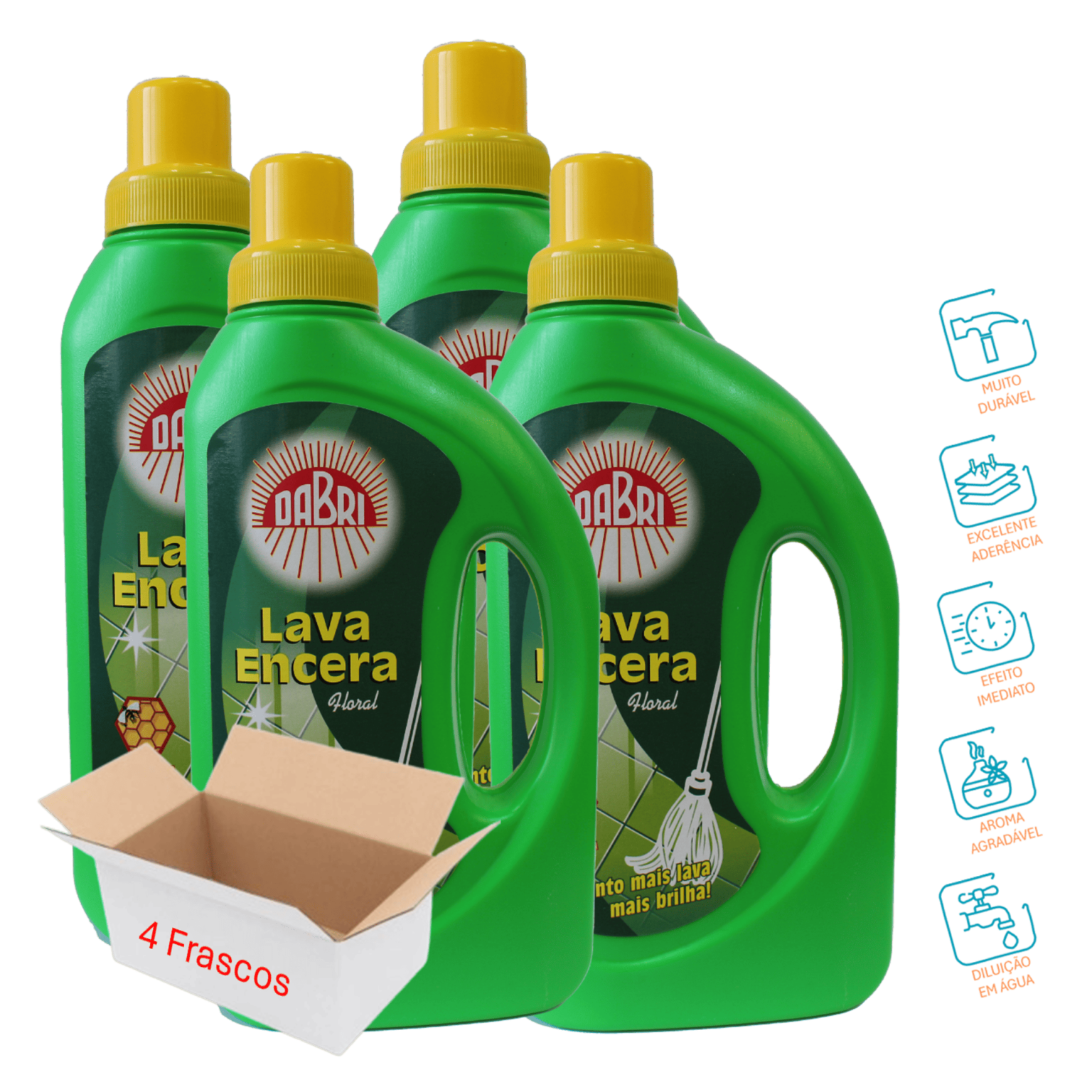 Lava e Encera com Aroma Floral Dabri – Búfalo (4 x Frasco 500ml ...